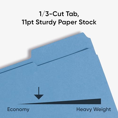 Smead Fastener File Folders, 50 Count, Blue, Reinforced 1/3-Cut Tabs, 2 Fasteners, Letter Size (12040)