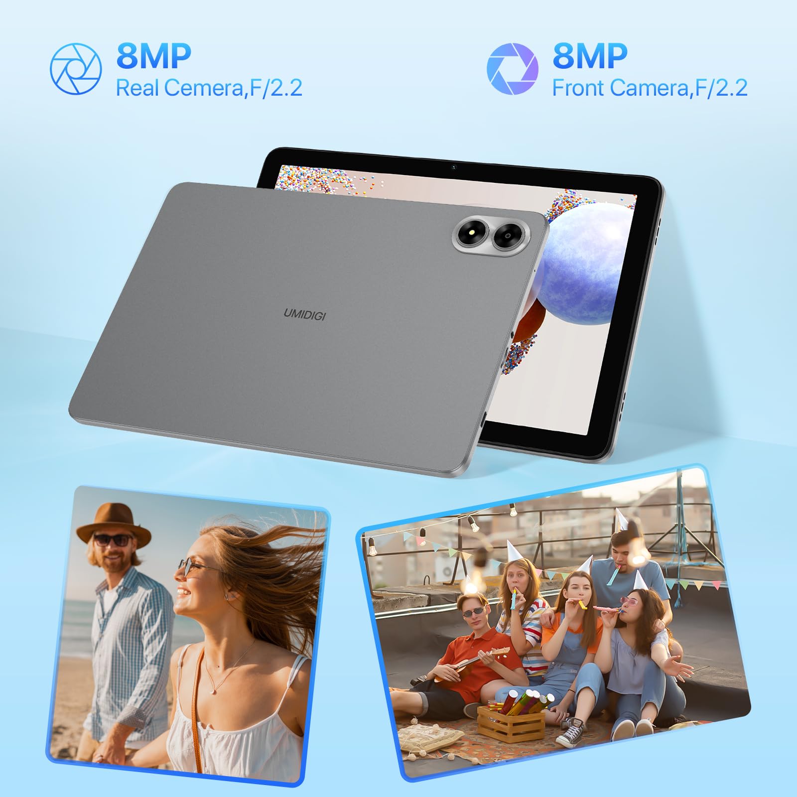 UMIDIGI G1 Tab Android 13 Tablet 2024, 8(4+4) GB+64GB 1TB Expand, Wi-Fi 6 Model, 10.1 inch Tablet with Quad-Core Processor up to 2.0 GHz, 6000mAh, Dual Camera, BT, 1280 * 800 HD IPS Touch Screen