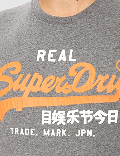 Superdry Mens Vintage Logo American Classic T-Shirt, Relaxed Fit Rich Charcoal Marl Size XL