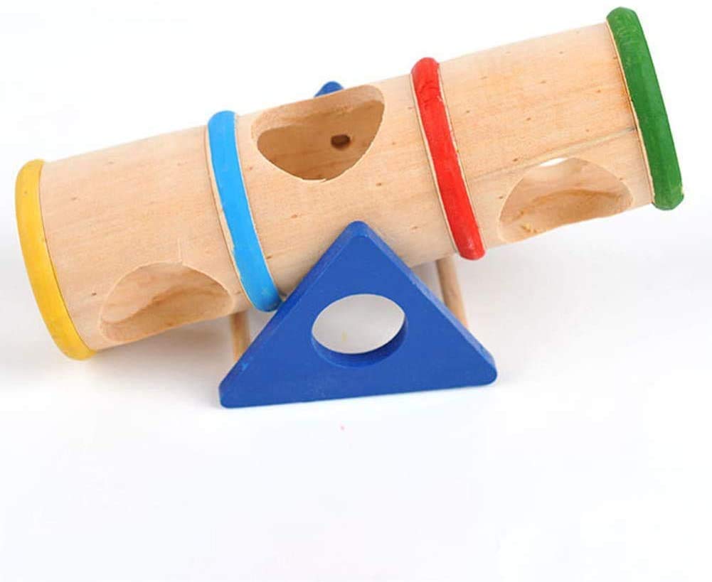 Rainbow Hamster Wooden Seesaw Tunnel Toy for Cage Excise for Small Pet Dwarf Rat Mouse Gerbil Chinchilla Guinea Pig (Seesaw Tunnel)