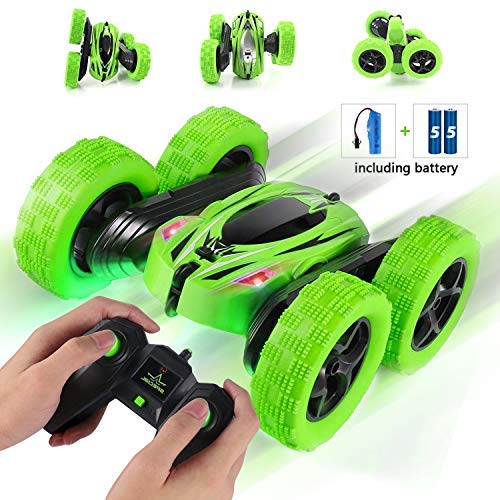 SIMILKY Remote Control Car, 4WD RC Stunt Car Rotate 360 Double Sided Race RC Car Maketheone Electric Stunt Rock Crawler Unstoppable RTR Buggy High Speed Rc Trucks (Green)