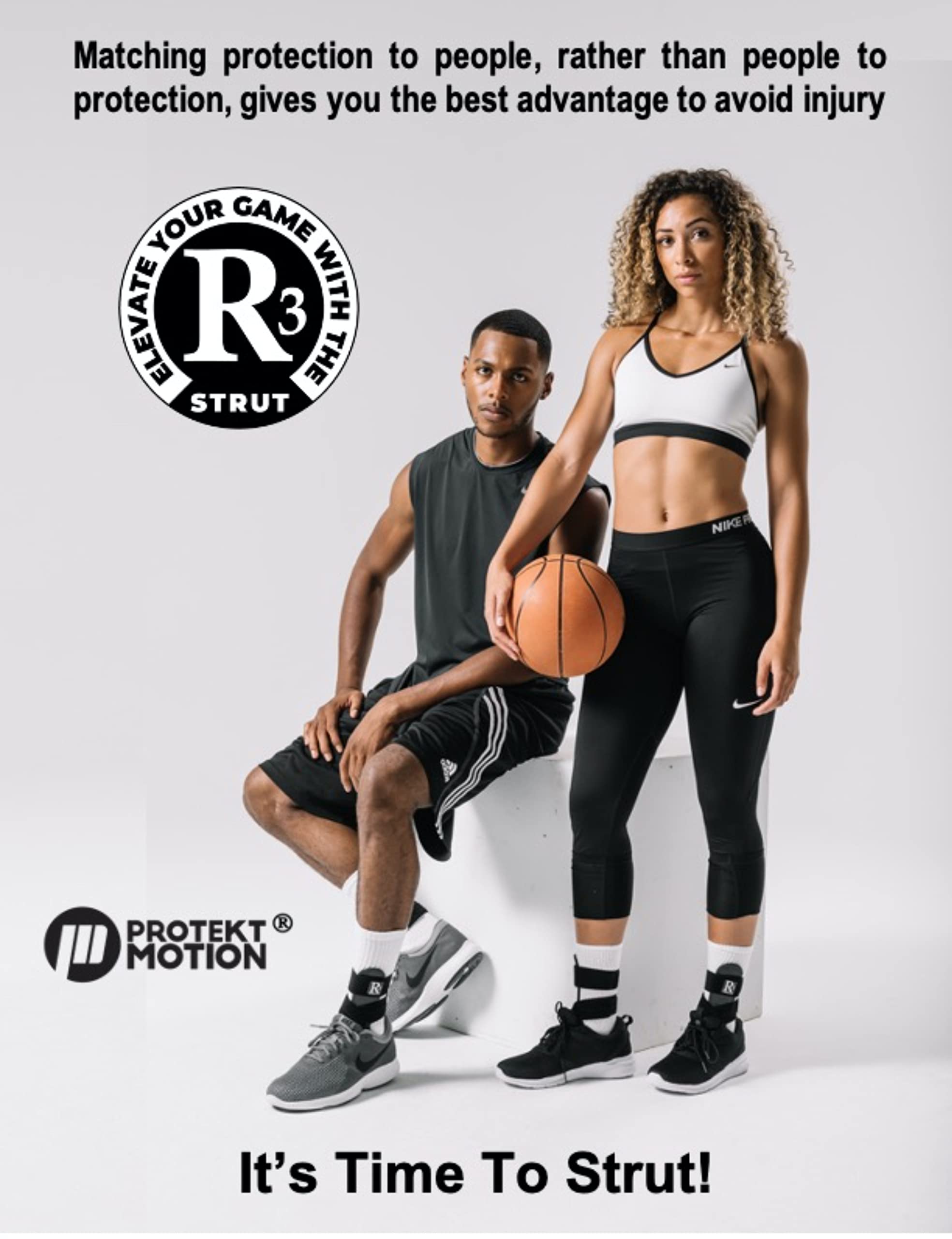 Protekt Motion - R3 STRUT High Performance Sports Ankle Brace; 3X The Ankle Roll Resistance of Old-style Lace-up & Stirrup Braces (Left, Medium)