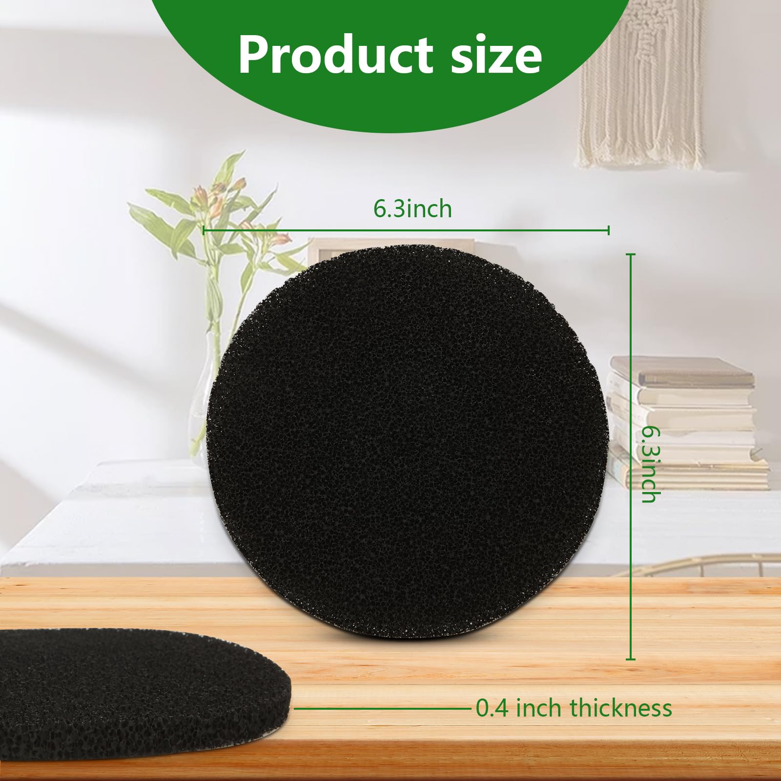 SHUESS 24 PCS 6.3 Inch Charcoal Filters for Compost Bucket, Kitchen Compost Bin Filters Charcoal Replacements, Extra Thick(0.4" Thickness) Longer Lasting Compost Bin Filters Charcoal
