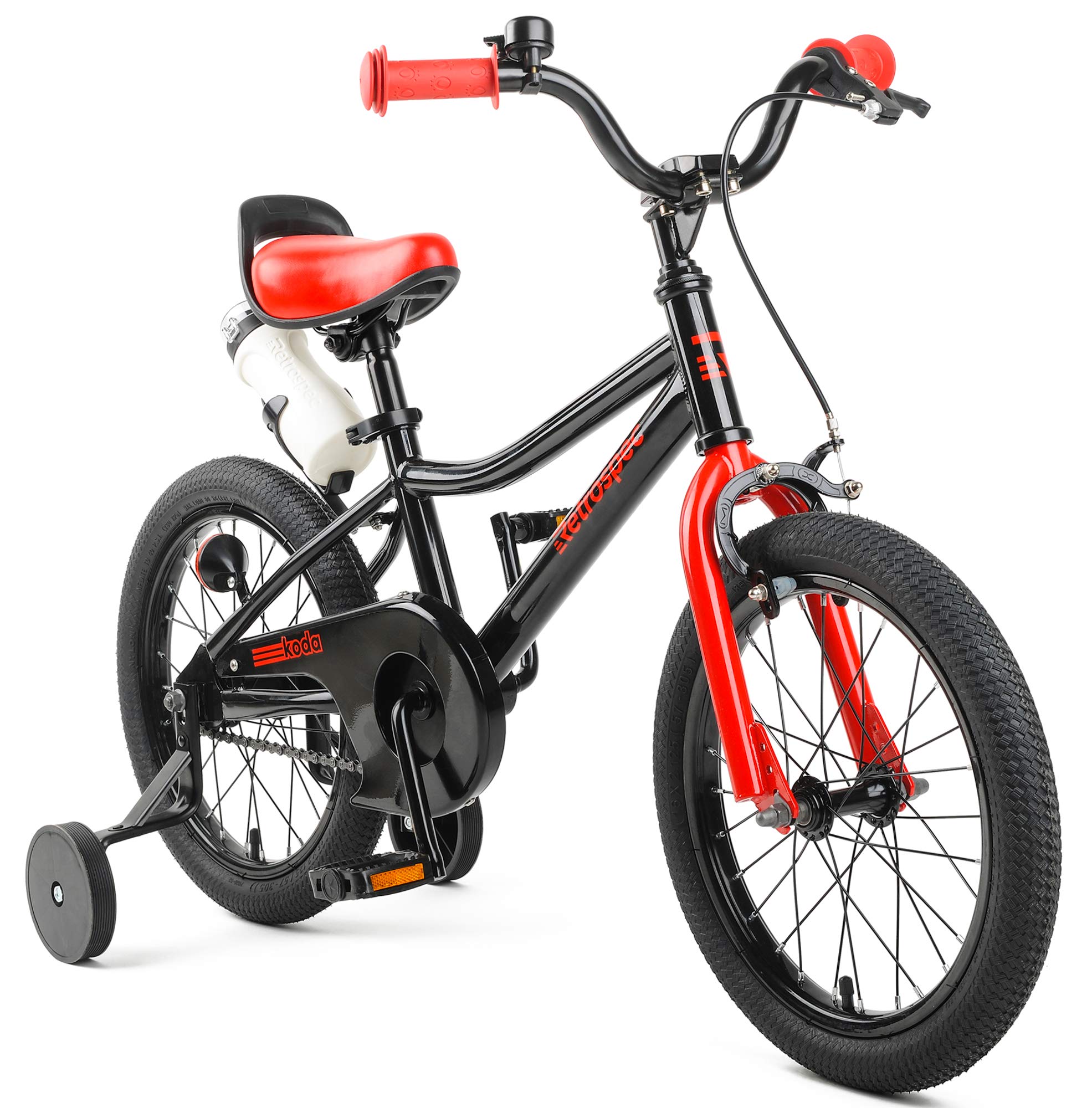 Retrospec Koda Kids Bike with Training Wheels, 16" 3-7yrs, Black & Red