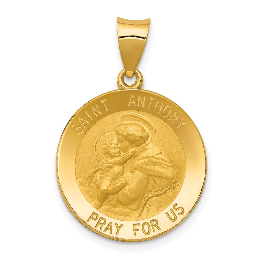 Saris and Things 14k Yellow Gold Solid Saint Anthony Medal Charm Pendant