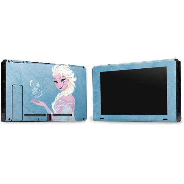 Skinit Decal Gaming skin compatible with Nintendo Switch Bundle - Officially Licensed Disney Frozen Ice Blue Elsa Art Design