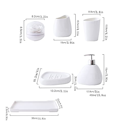 Soap Dispenser Nordic Marble Pattern Ceramic Bathroom Accessories Set,7-Piece Bathroom Sets Soap Dispenser Toothbrush Holder Soap Dish Tumblers Swab Box and Tray Bathroom Soap Dispenser