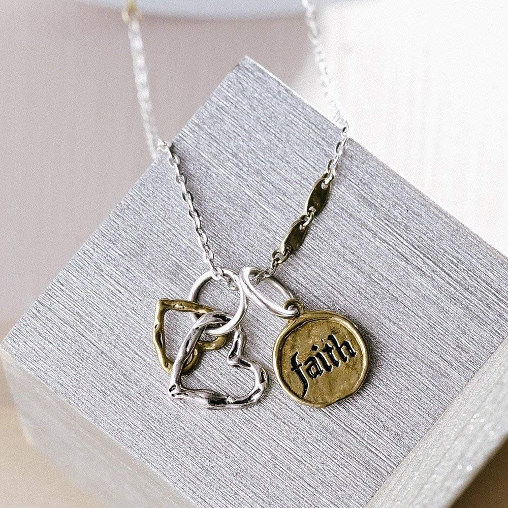 Waxing Poetic Sterling Silver and Brass Waxy Double Heart Charm