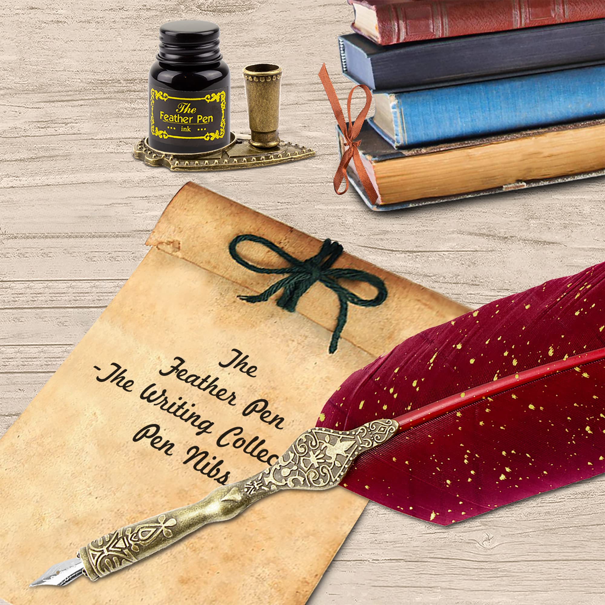 Trustela Calligraphy Pen Set, Feather Pen, Calligraphy Pen Set, Quill And Ink Set, Calligraphy Set For Beginners, Feather Pen And Ink Set, Quill Pen And Ink Set, Quill Pen (RedFeather)