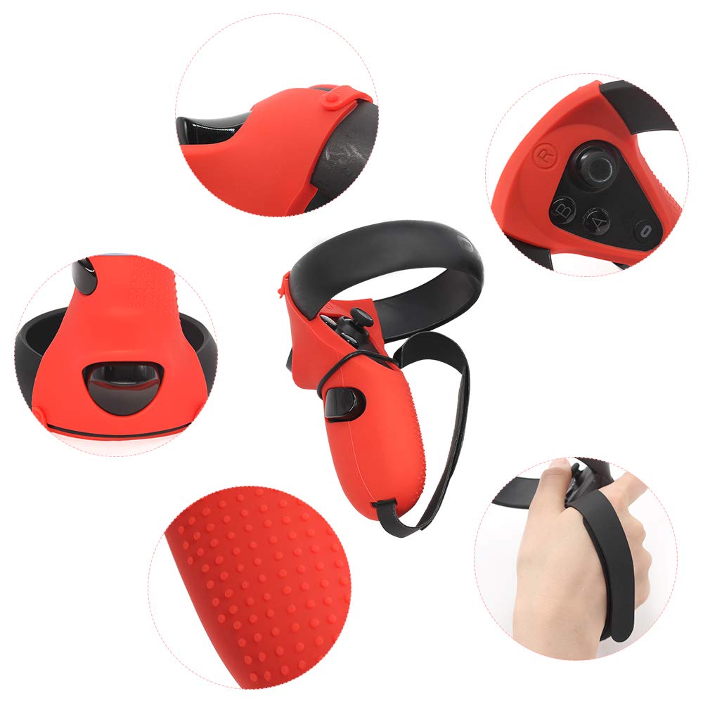 Touch Controller Grip Cover and Knuckle Strap for Oculus Quest/Oculus Rift S, Professional Silicone Protection Accessories, 2 Pack