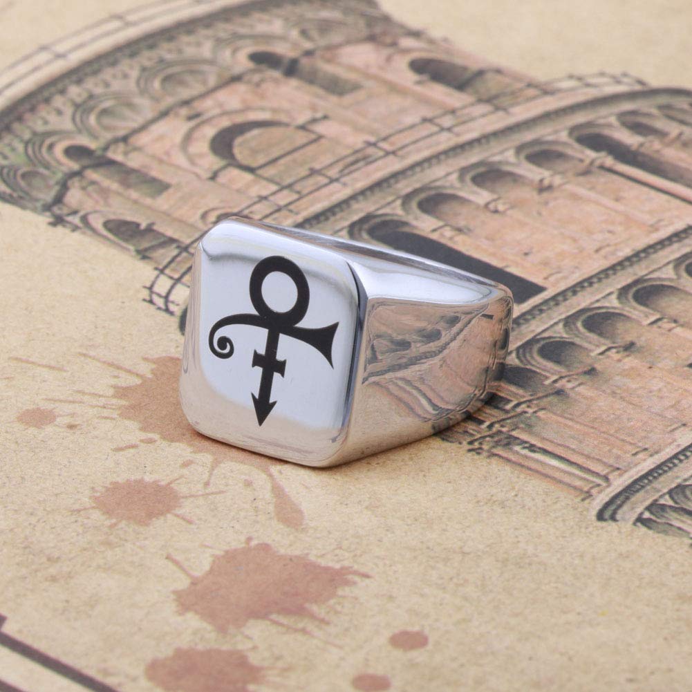 Womens Silver Prince Tribute Love Stainless Steel Engraved Symbol Ring