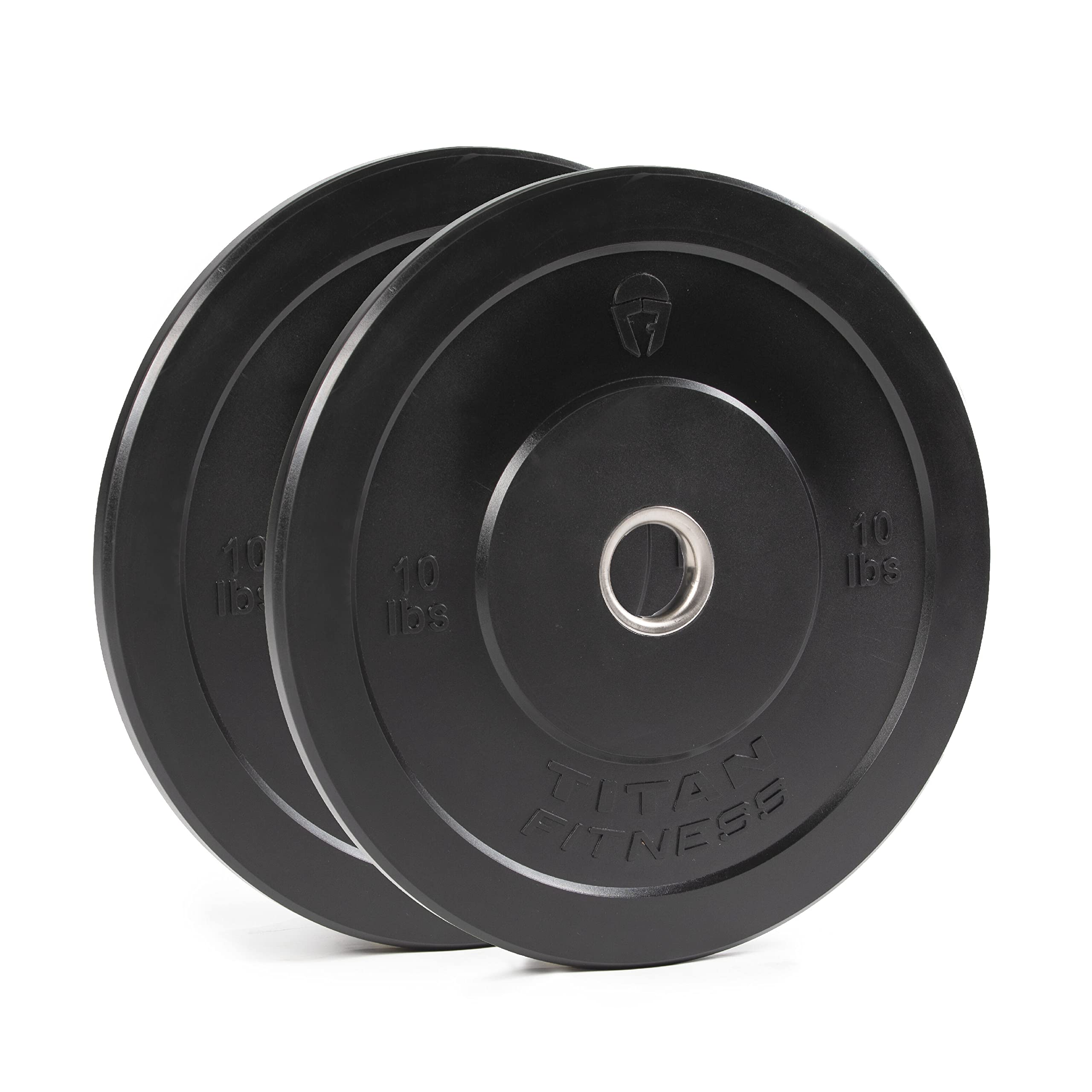 Titan Fitness Pair 10 LB Black Economy Olympic Bumper Plates, Rubber with Steel Insert