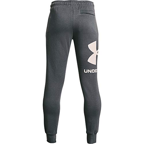Under Armour Boys' Rival Fleece Logo Joggers, Pitch Gray (012)/Onyx White, Youth Large
