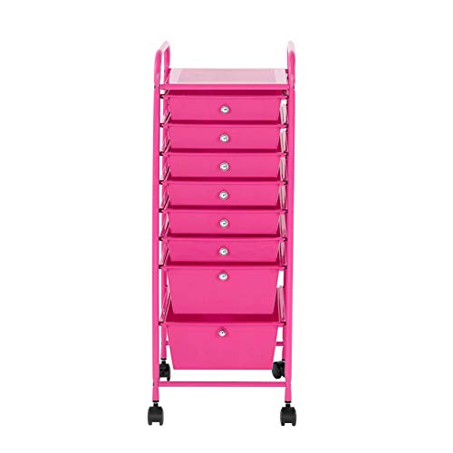 Urban Lifestyle 8 Drawer Rolling Storage Cart, Pink