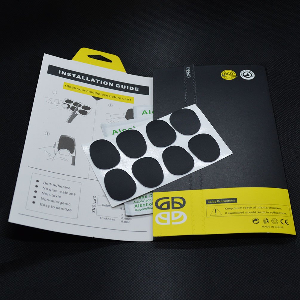 WINGKIND Alto/Tenor Saxophone & Clarinet Mouthpiece Cushions Patches Pads, 0.8mm Black (16 pieces)