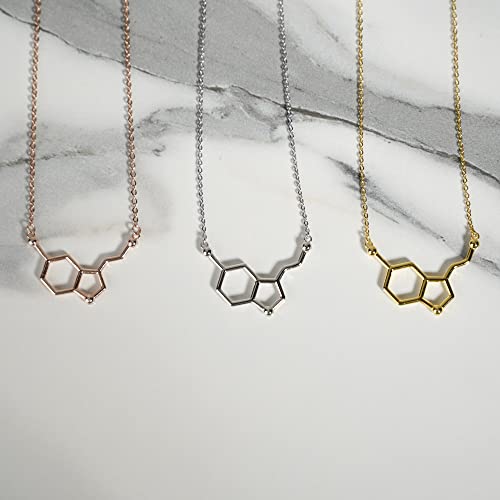 Serotonin Molecule Necklace in 925 Sterling Silver