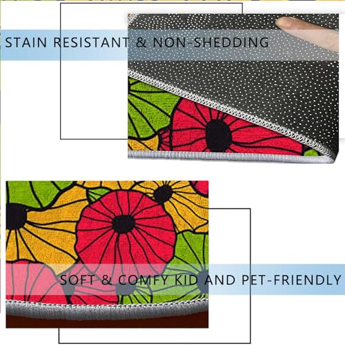 Round Office Chair Mat for Hardwood Floor Succulent Ornament Thick Home/Office Floor Protector Yellow Green Heavy Duty Floor Mat for Office Chair and Computer Desk 2 FT