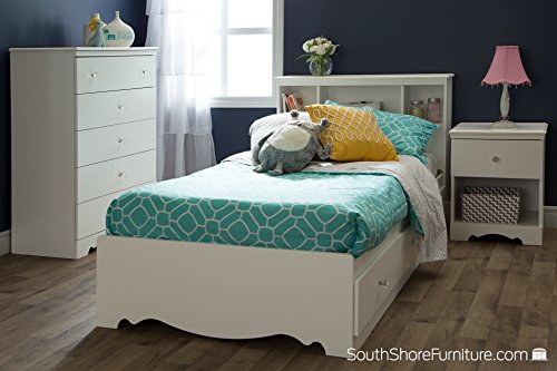 South Shore Crystal Bookcase Headboard, Twin, Pure White