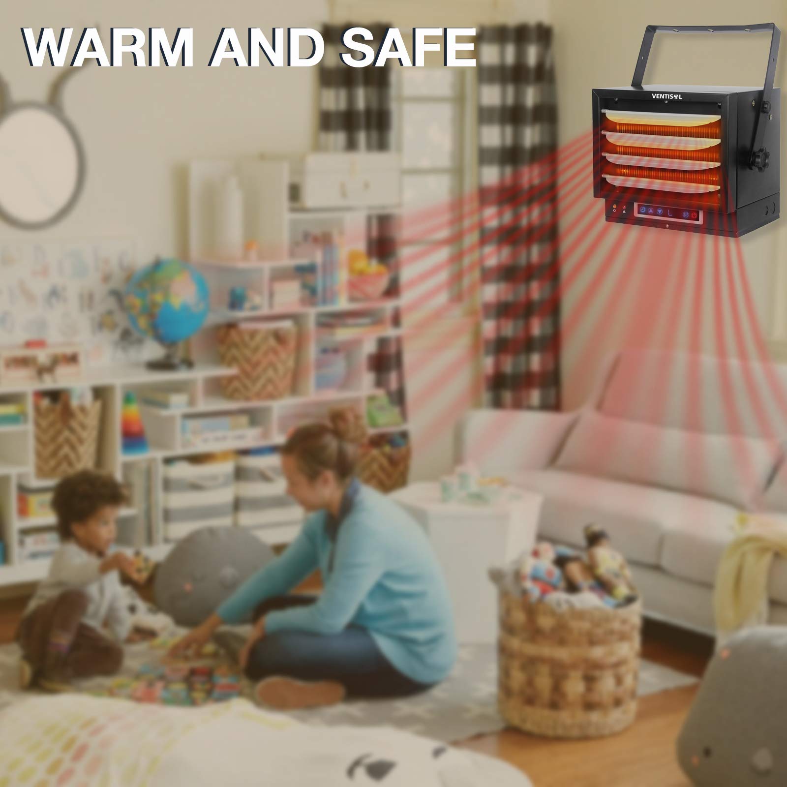 VENTISOL 7500W Electric Garage Heater 240v Heavy-duty Fan-forced Ceiling Mounted Heater With Bracket And Thermostat for Garage, Home,Factory,Basement, With Remote Control