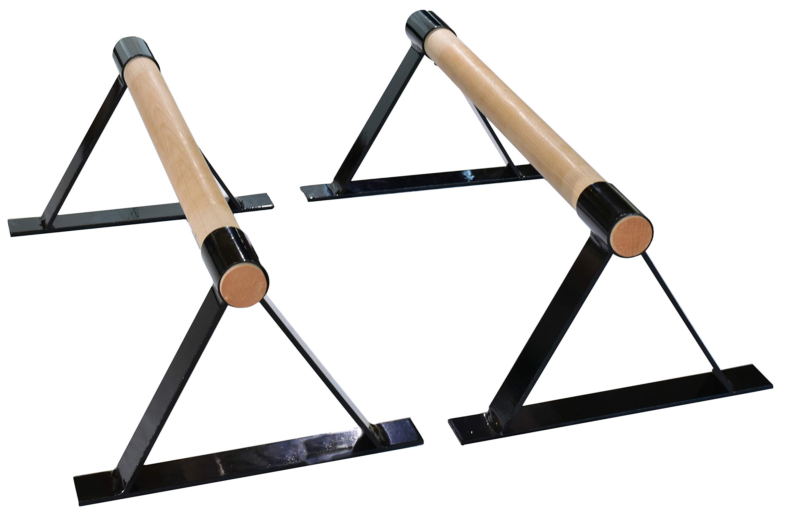Wood Parallettes Set for Gymnastics or Push up Bars. Pink or Black in 18 inch to 24 inch length. (Black, 24)