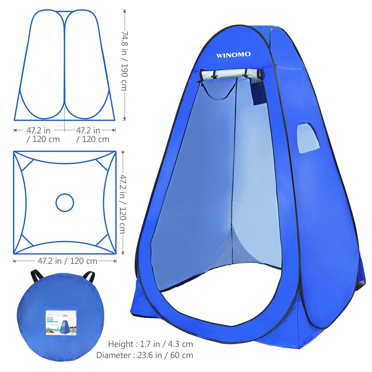 WINOMO Pop Up Shower Tent Portable Changing Room Privacy Shelter with Carry Bag for Camping Hiking Beach Toilet