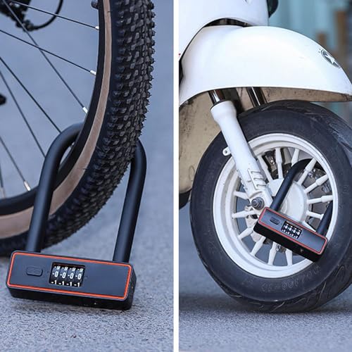 U Lock Heavy Duty, Motorcycle D Lock with 4 Digit for Safety, Anti Theft Combination U Lock,U Bolt Lock, Resettable Lock for Motorcycle, Bicycle Code Lock for Road