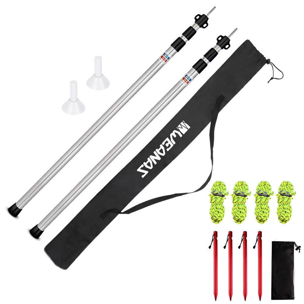 Weanas Tarp Poles Adjustable Heavy Duty, Set of 2 Aluminum Tarp Poles Telescoping Collapsible Lightweight Tent Tarp Poles for Camping Awning Backpacking