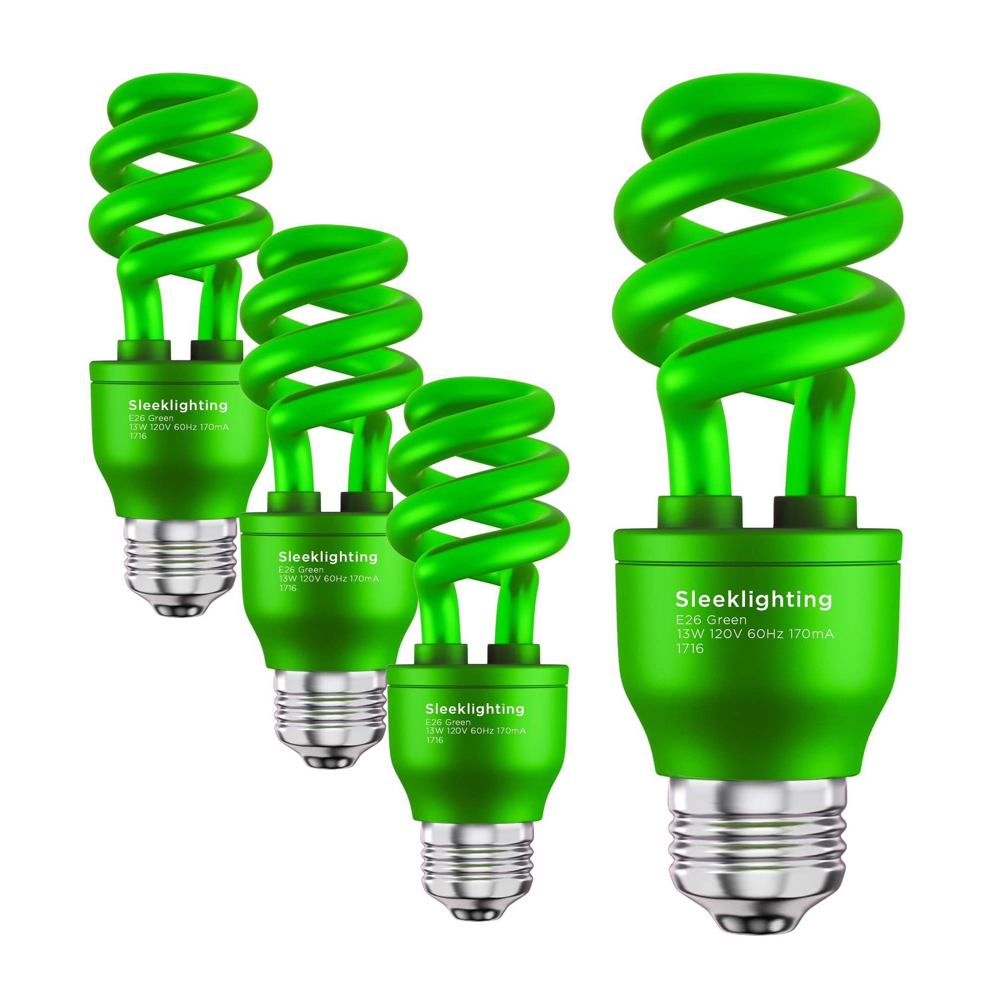 SLEEKLIGHTING 13Watt Yellow Bug Light Bulbs for Outdoor General Purpose Spiral CFL Yellow Bug Repellent Light Bulbs- UL Approved- Uses 13 Watts of Energy, 120 Volts, E26 Medium Base. (Pack of 4)
