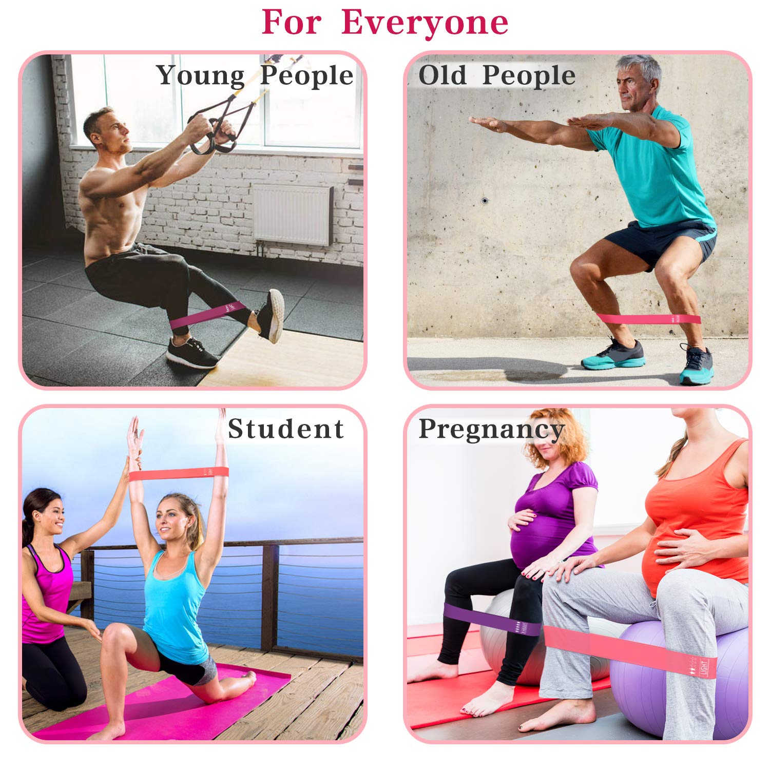 Resistance Exercise Bands Workout Bands Loop Bands Booty Bands for Legs and Butt, Yoga,Home,Fitness, Stretching,Physical Therapy, Pilates Flexbands with Instruction Guide and Carry Bag