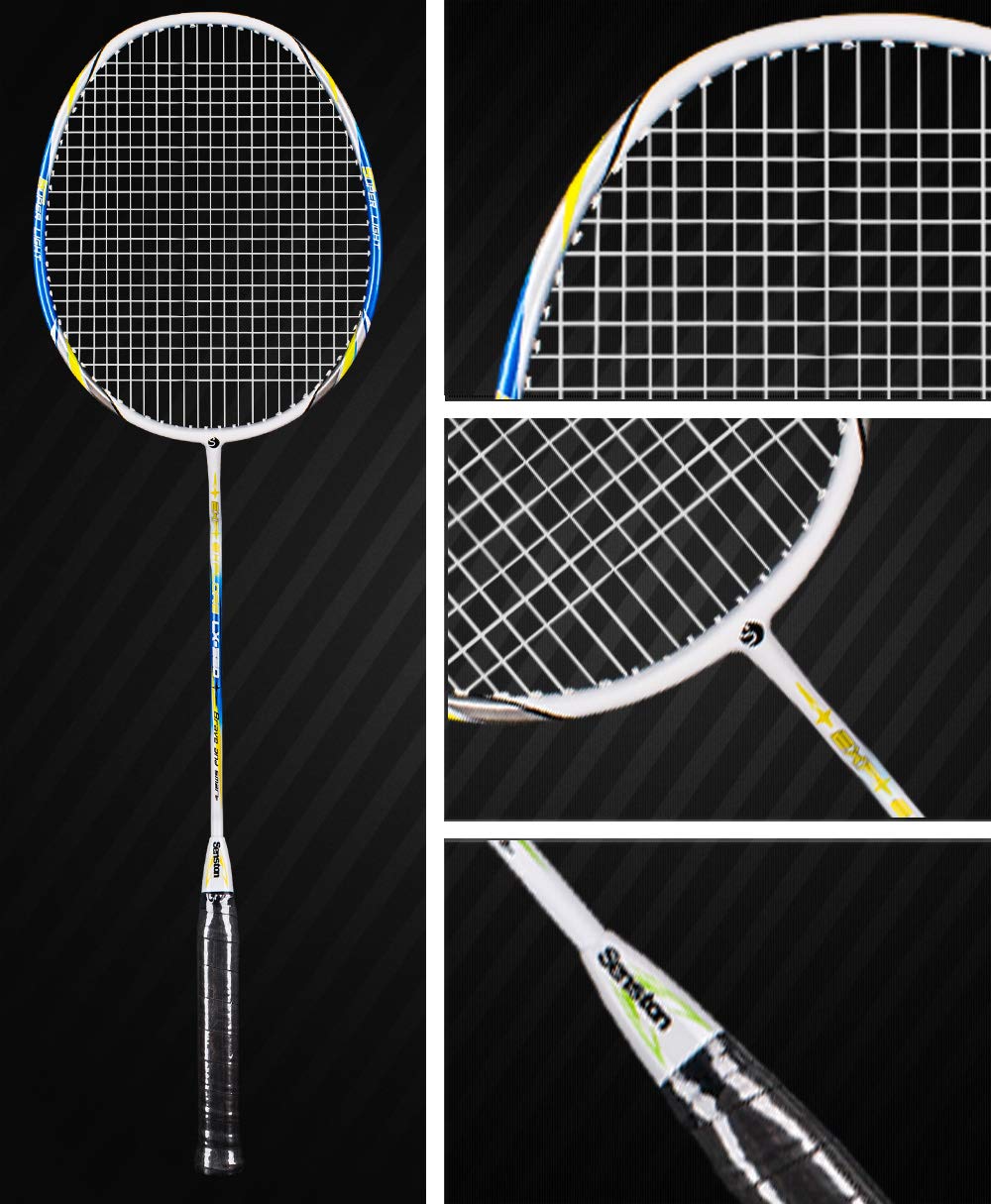 Senston Badminton Racket Set Badminton Rackets + 6 Pack Shuttlecock and 2 Overgrips(Random Color)