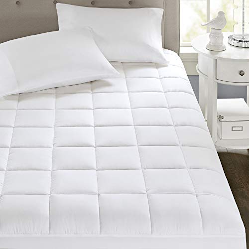 Sleep Philosophy 3M Protector Topper Moister Wicking Hypoallergenic Stain Resistant Bed Cover with Deep Pocket Mattress Pad, King, Highline White