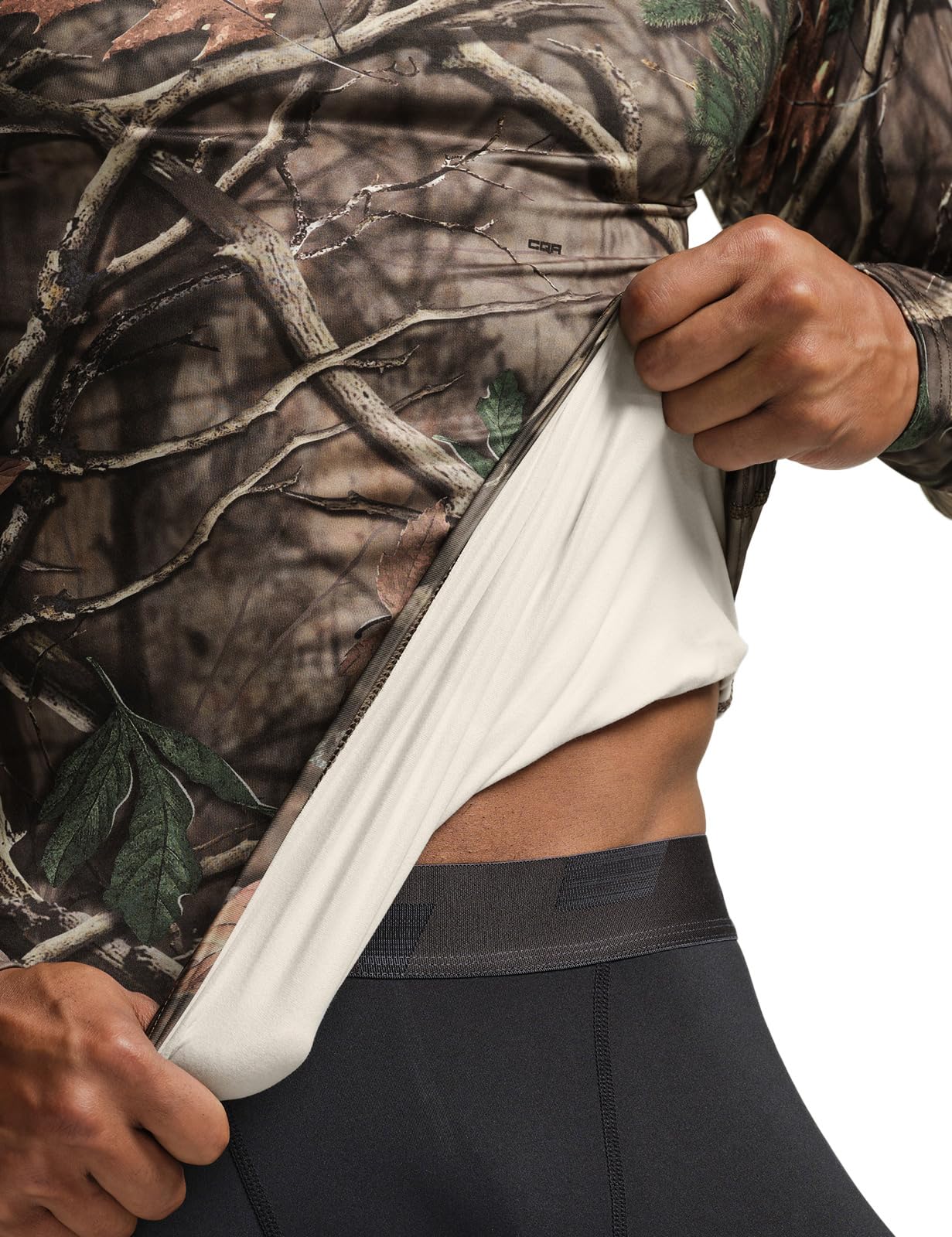 TSLA Men's Thermal Long Sleeve Compression Shirts, Mock/Turtleneck Winter Sports Running Base Layer Top, Heatlock Face Mask Print Hunting Camo, X-Large