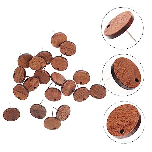 SEWACC 40 Pcs Accessories with Drop Earrings Blank Base Wooden Base Setting Jewlery Tray Earrings Post Jewelry Making Accessories Flat Round Trinket Tray Rectangle Stainless Steel Alloy