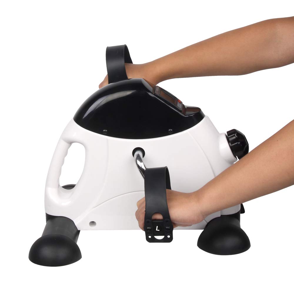 Under Desk Bike Pedal Exerciser, Portable Exercise Pedal Bike for Legs and Arms with LCD Display (White)