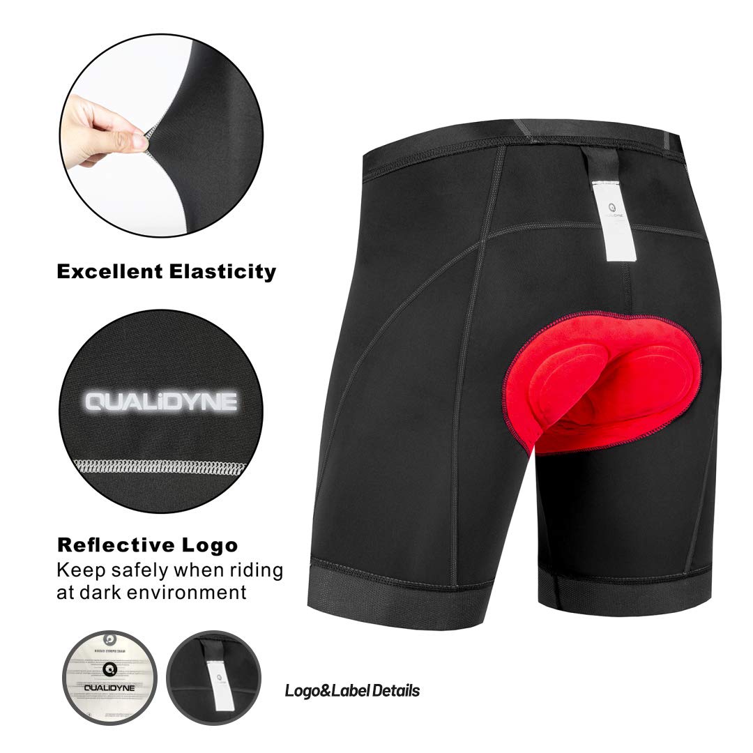qualidyne Men's Cycling Bike Shorts 3D Padded Bicycle Riding Bike Biking Pants Cycle Shorts