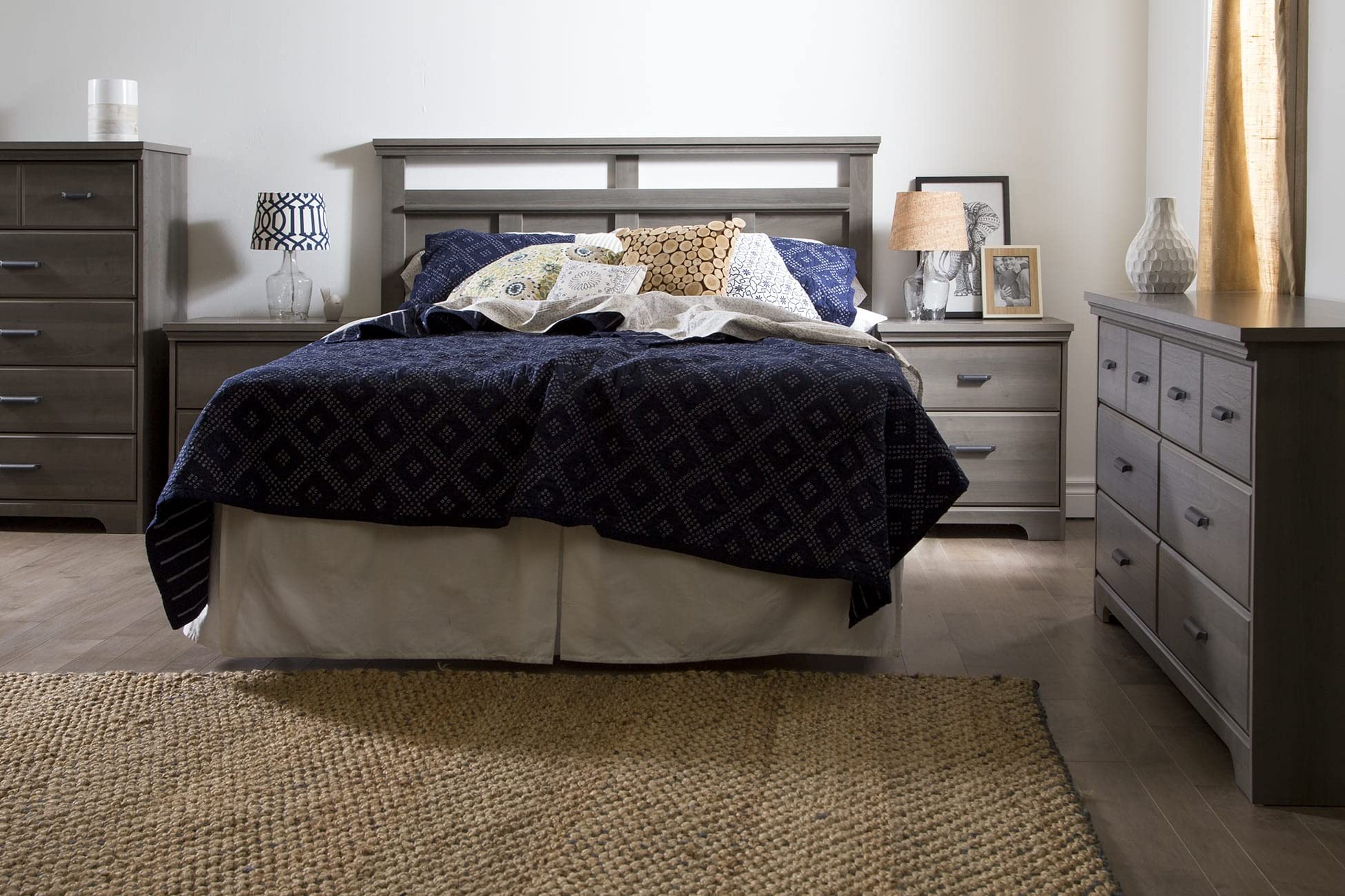 South Shore Versa Headboard, Weathered Oak, Gray Maple