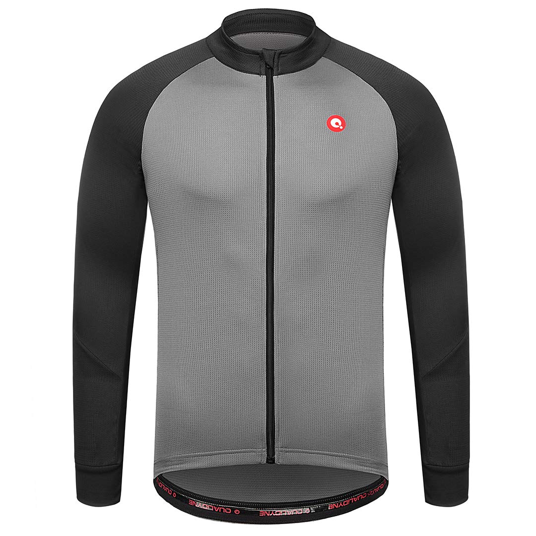 qualidyne Men's Cycling Jersey Long Sleeve Bike Biking Shirts Full Zipper Bicycle Tops with Pockets