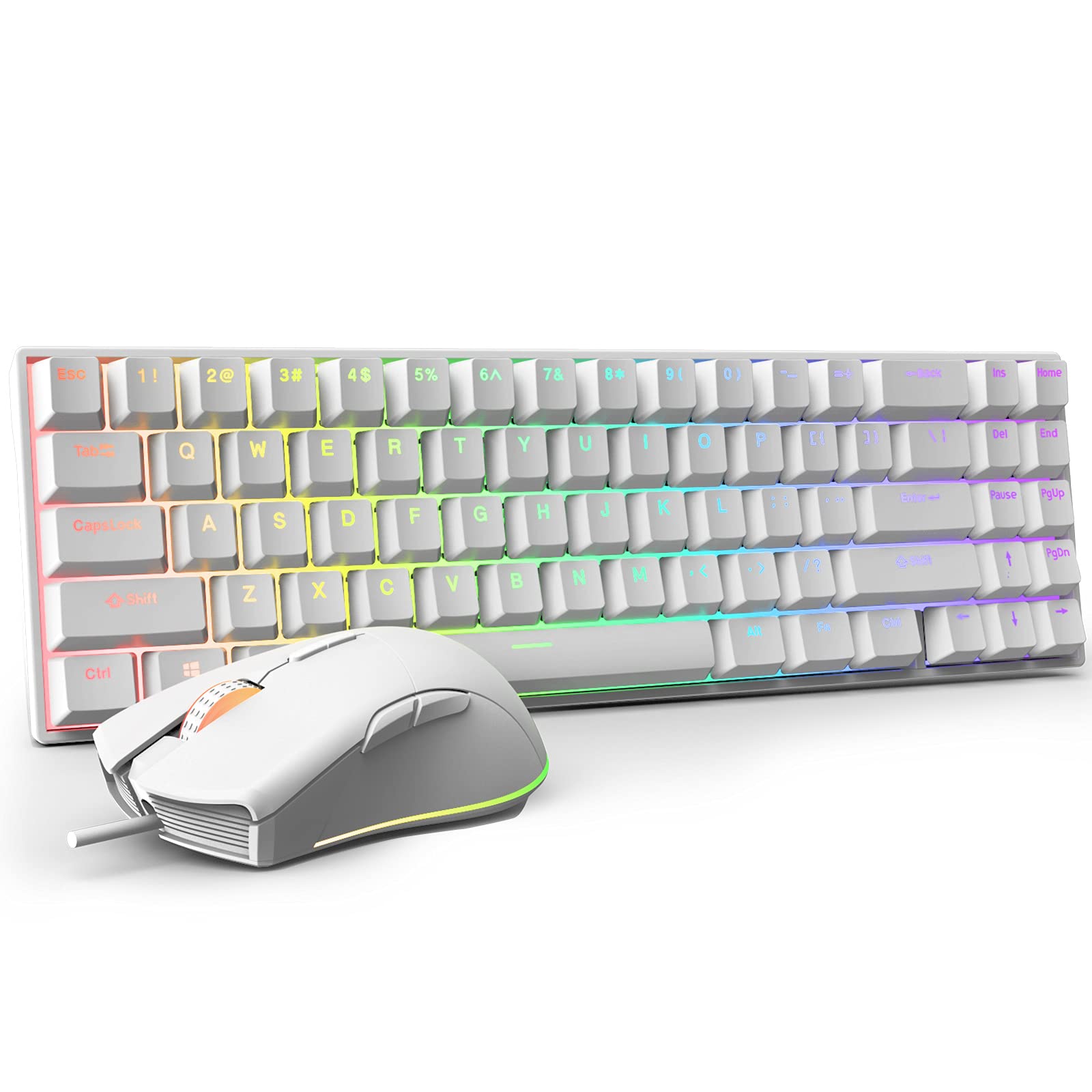 RK ROYAL KLUDGE RK71 Wireless/Wired Mechanical Keyboard and 7200 DPI Gaming Mouse, 71 Keys RGB Blue Switch Hot Swappable Compact Gaming Keyboard for Win/Mac