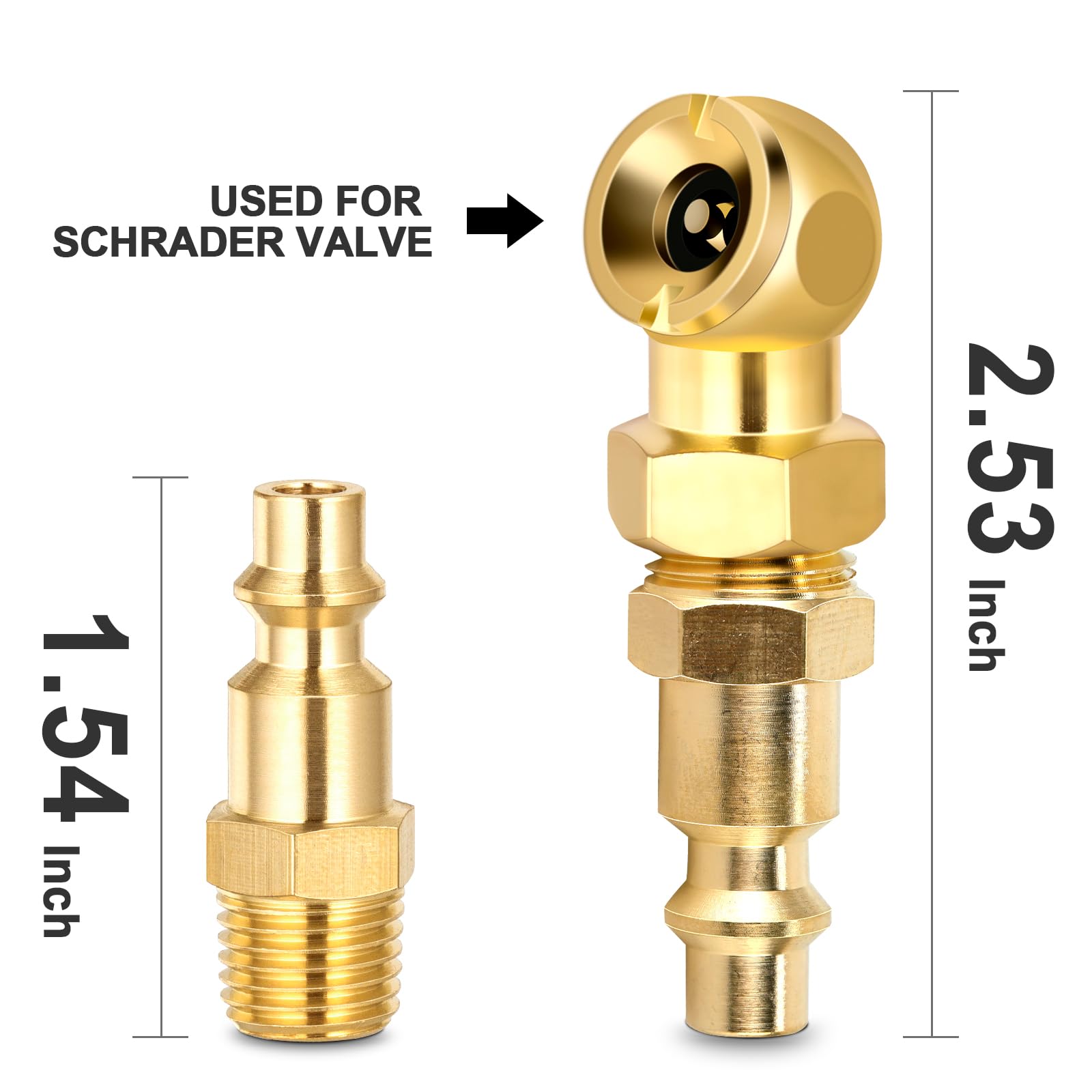 SARDVISA 2-Packs Portable Air Chucks, Solid Metal Closed Ball Air Chuck with 1/4" NPT Standard Quick Plug, Tire Inflator Gauge Nozzle for Air Compressor Accessories