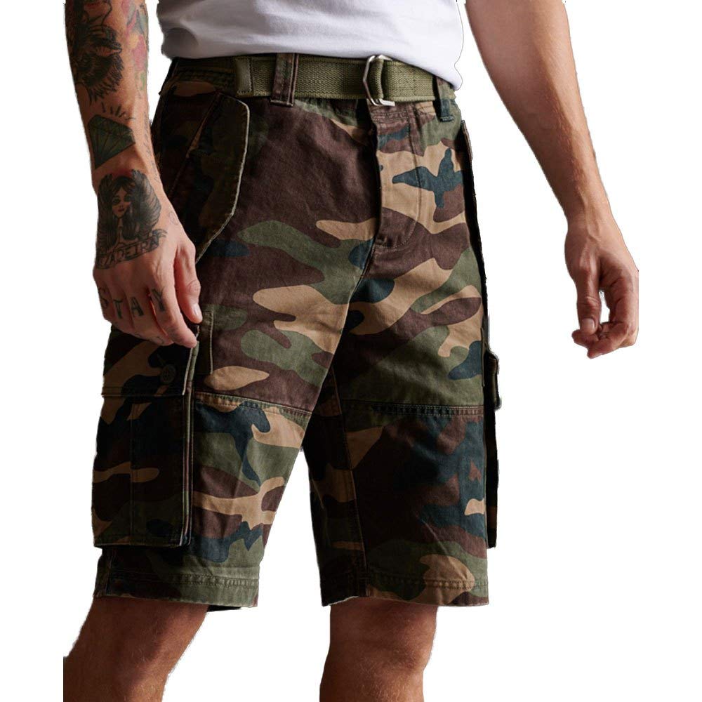 Superdry Mens Core Cargo Heavy Shorts, Classic Military Style, Button Fly Colorado Camo Size 30