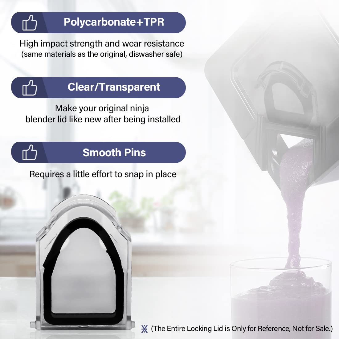 WARDFYT Pour Spout Cover Replacement Compatible with Ninja Locking Lid 72 oz Pitchers, Replacement Lid Flap Spout for Ninja Blender New Square Pitcher Top, Clear,Polycarbonate,BL610 BN751 BN801 CO610B
