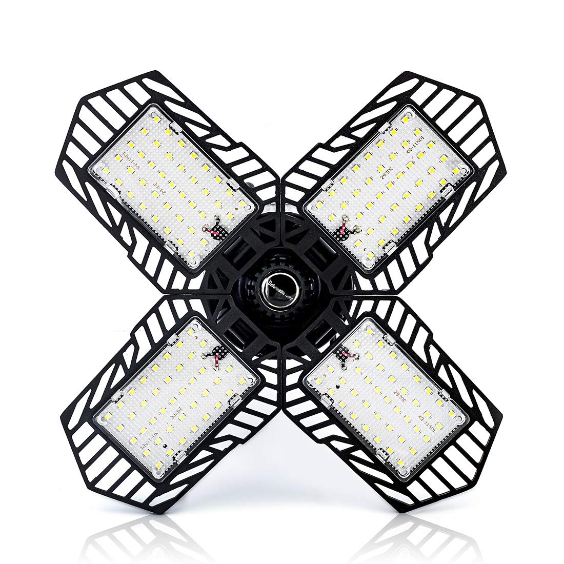 YKOPEO Deformable LED Garage Lights, Super Bright Garage Light Ceiling LED 100W E26 with 4 Adjustable Aluminium Panels,10000LM LED Shop Lights for Garage Workbench Basement Warehouse