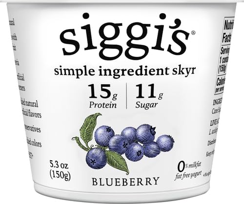 siggi's® Icelandic Strained Nonfat Yogurt, Blueberry, 5.3 oz. Single Serve Cup – Thick, Protein-Rich Yogurt Snack