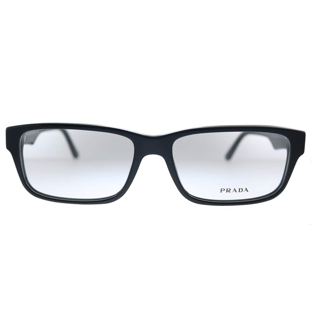 Prada Heritage PR 16MV 1AB1O1 Gloss Black Plastic Rectangle Eyeglasses 57mm