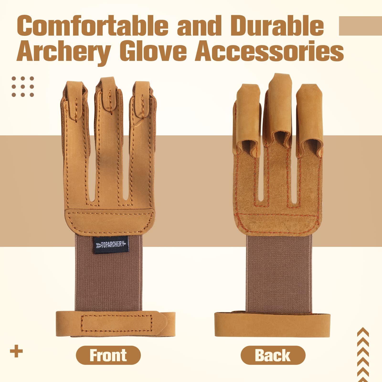 RMISODO 2 Pieces Archery Glove 3 Finger Leather Hand Finger Protector Guard for Shooting Hunting