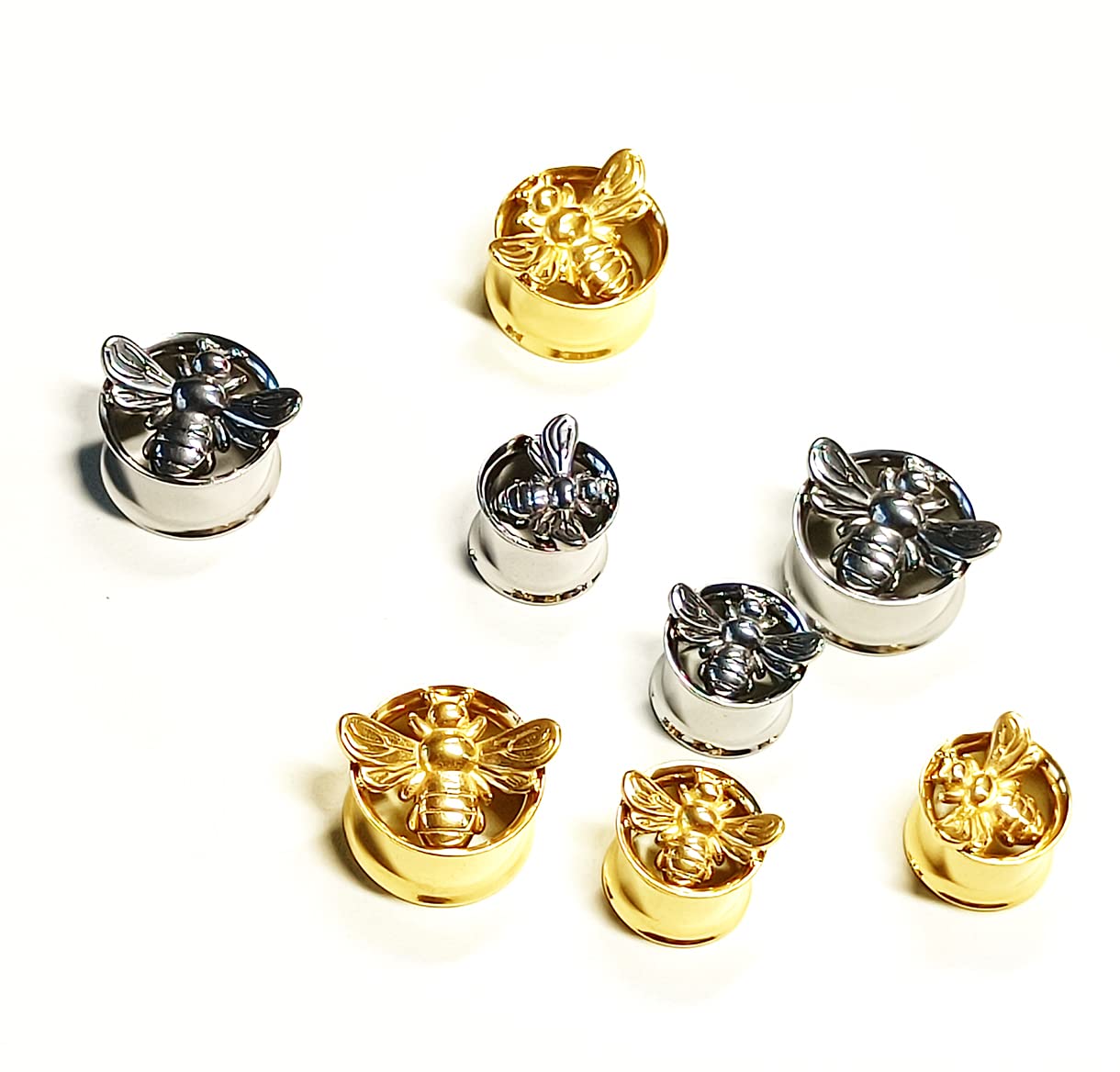 SUPTOP Ear Gauges Ear Plugs and Tunnels for Women Surgical Steel Screwed Ear Tunnels Bee Unique stretched Ears Size 0G