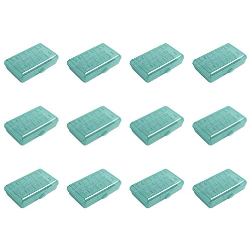 Sterilite Small Pencil Box, Stackable Plastic Small Storage Container with Lid, Organize Pens, Pencils, and Small Items, Molokai Blue Tint, 12-Pack