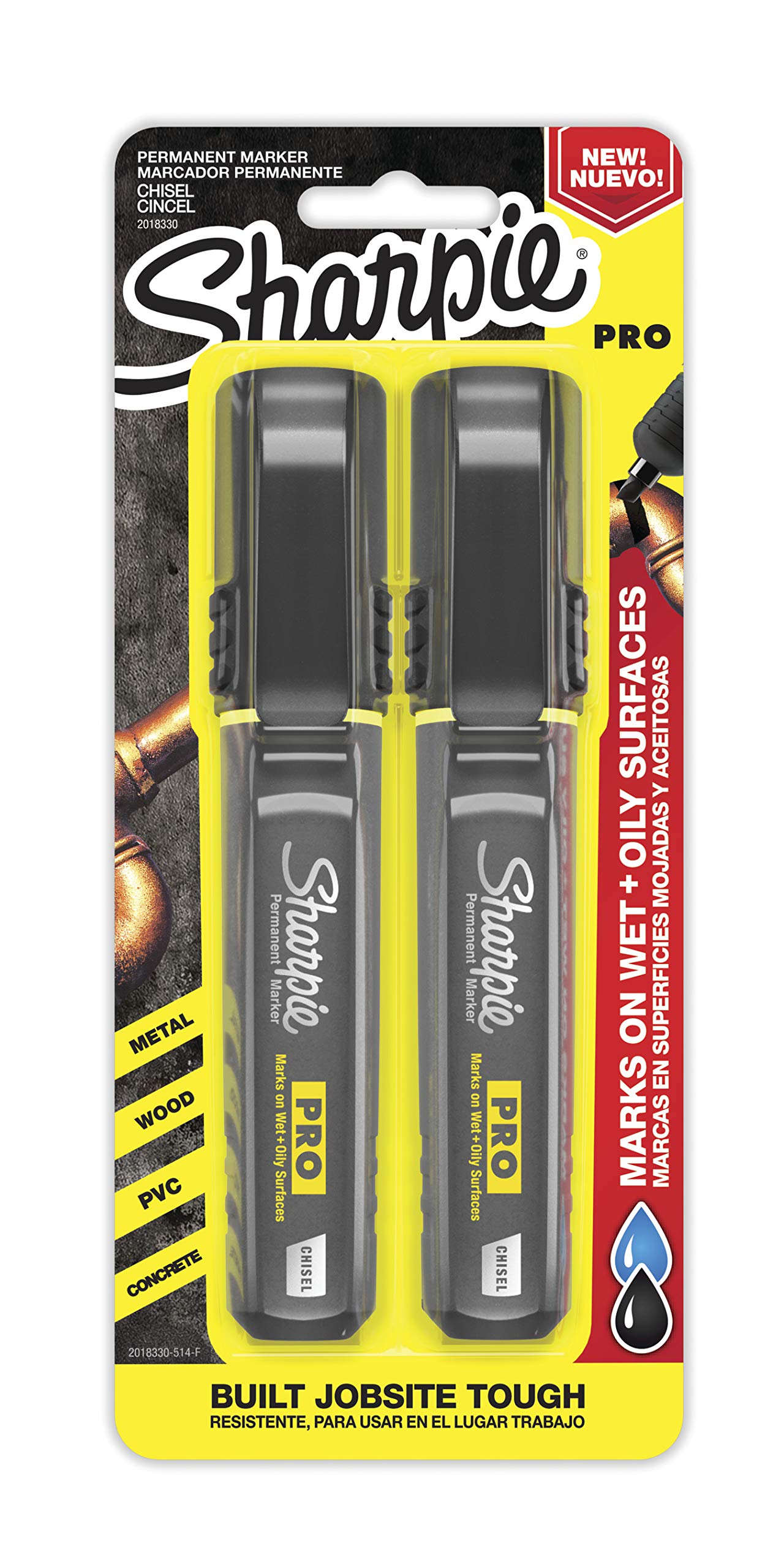 SHARPIE PRO Permanent Marker, Medium, Chisel Tip, Black, 2-Count (2018330)