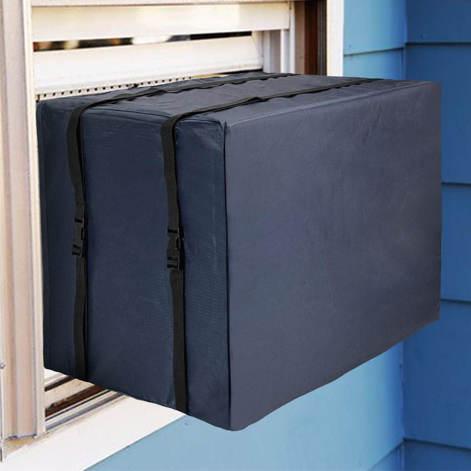 Qualward Window Air Conditioner Cover for Outside Unit, AC Covers for Outdoor Window Small Size - 21.5"W x 16"D x 15"H Inches, Blue