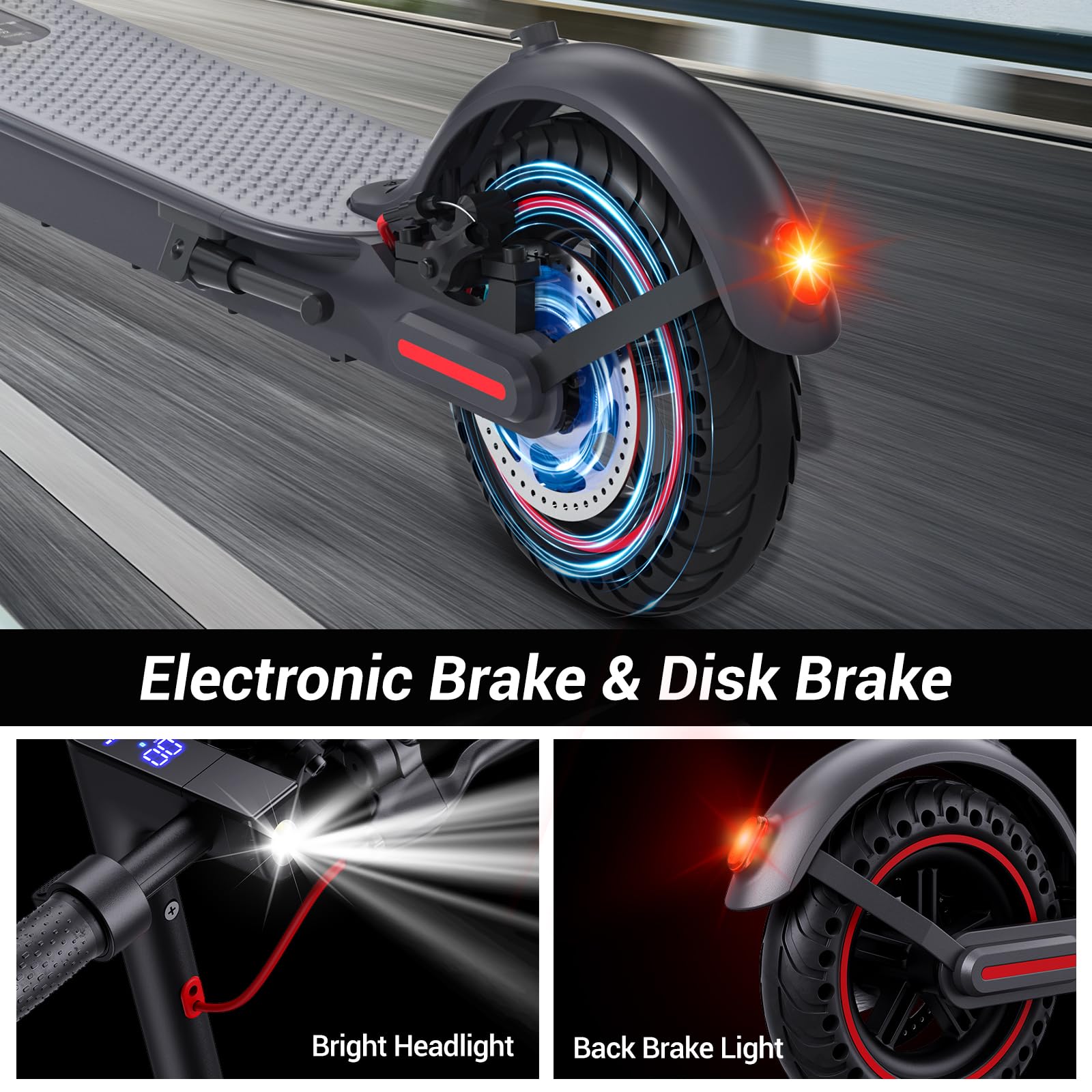 RIDWIND Electric Scooter Adults, 500W Peak Motor, 20 Miles Range, 15.5Mph eScooter, 8.5" Tires, Dual Braking System, Portable Folding Commuting Scooter Electric for Adults Teens with APP Control